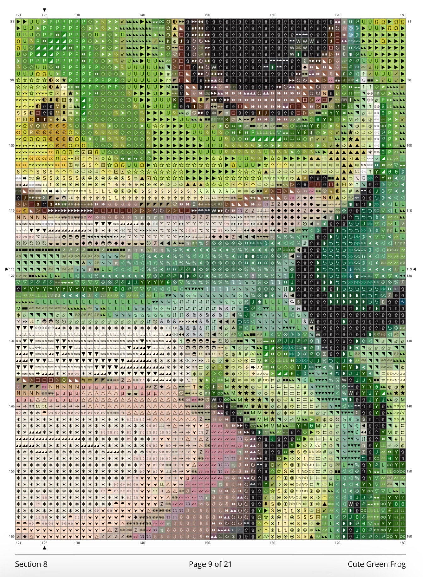 Cute Green Frog PDF Cross-stitch Pattern, Digital Cross-stitch, PDF ...