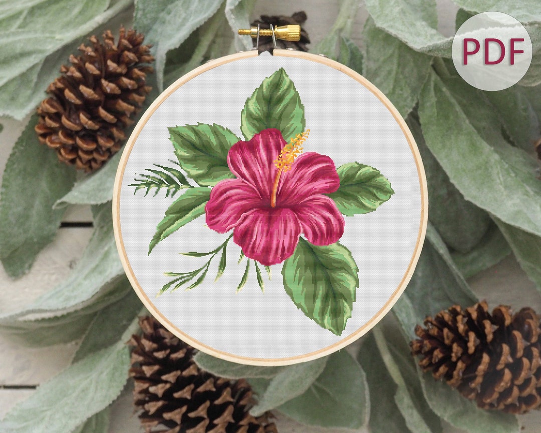Hibiscus Flower PDF Cross-stitch Pattern - Etsy