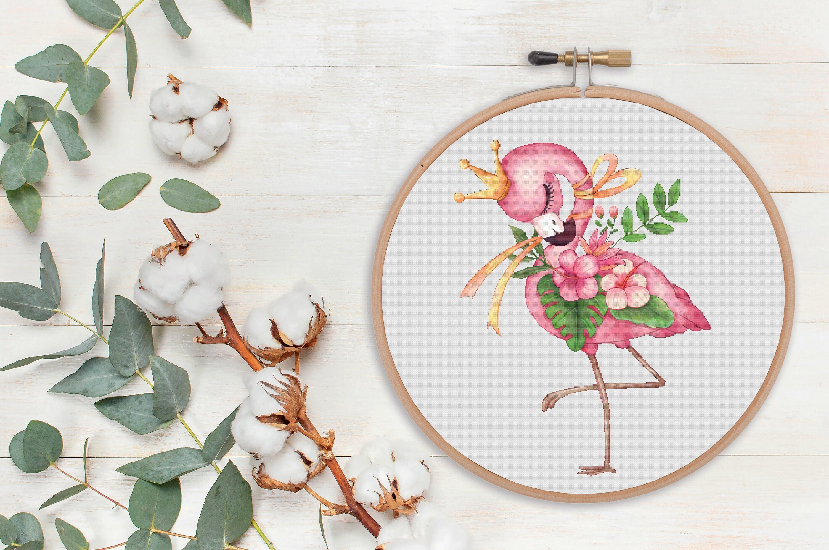 Cotton Candy Flamingo PDF Cross-stitch Pattern, Digital Cross-stitch ...