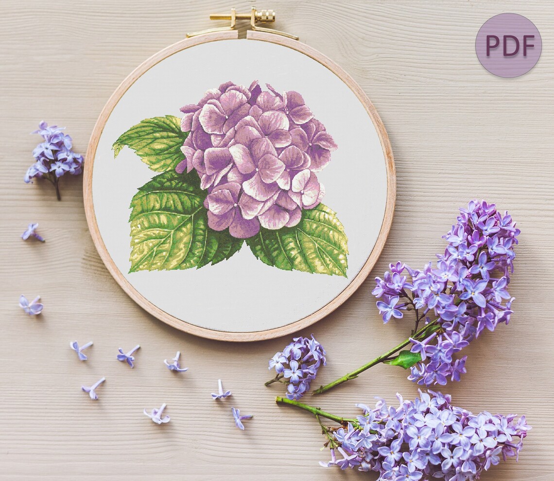 Hydrangea PDF Cross-stitch Pattern, Digital Cross-stitch, PDF Cross ...