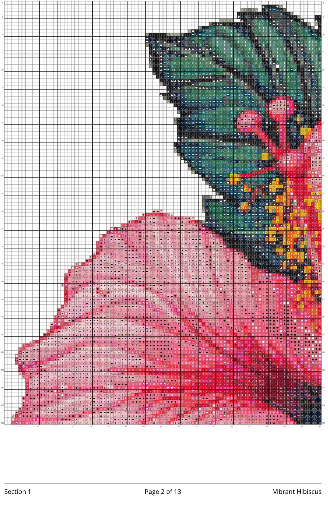 Vibrant Hibiscus PDF Cross-stitch Pattern, Digital Cross-stitch, PDF ...