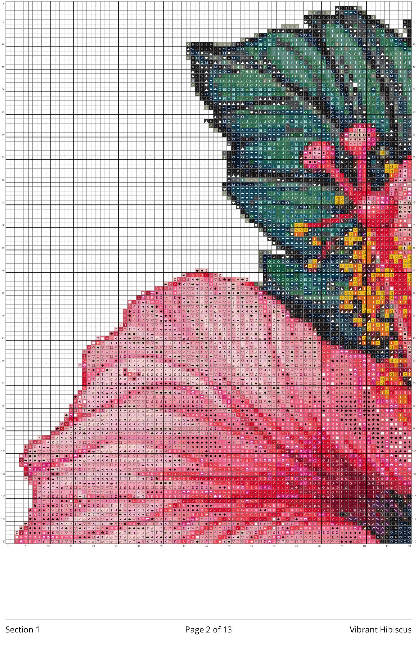 Vibrant Hibiscus PDF Cross-stitch Pattern, Digital Cross-stitch, PDF ...
