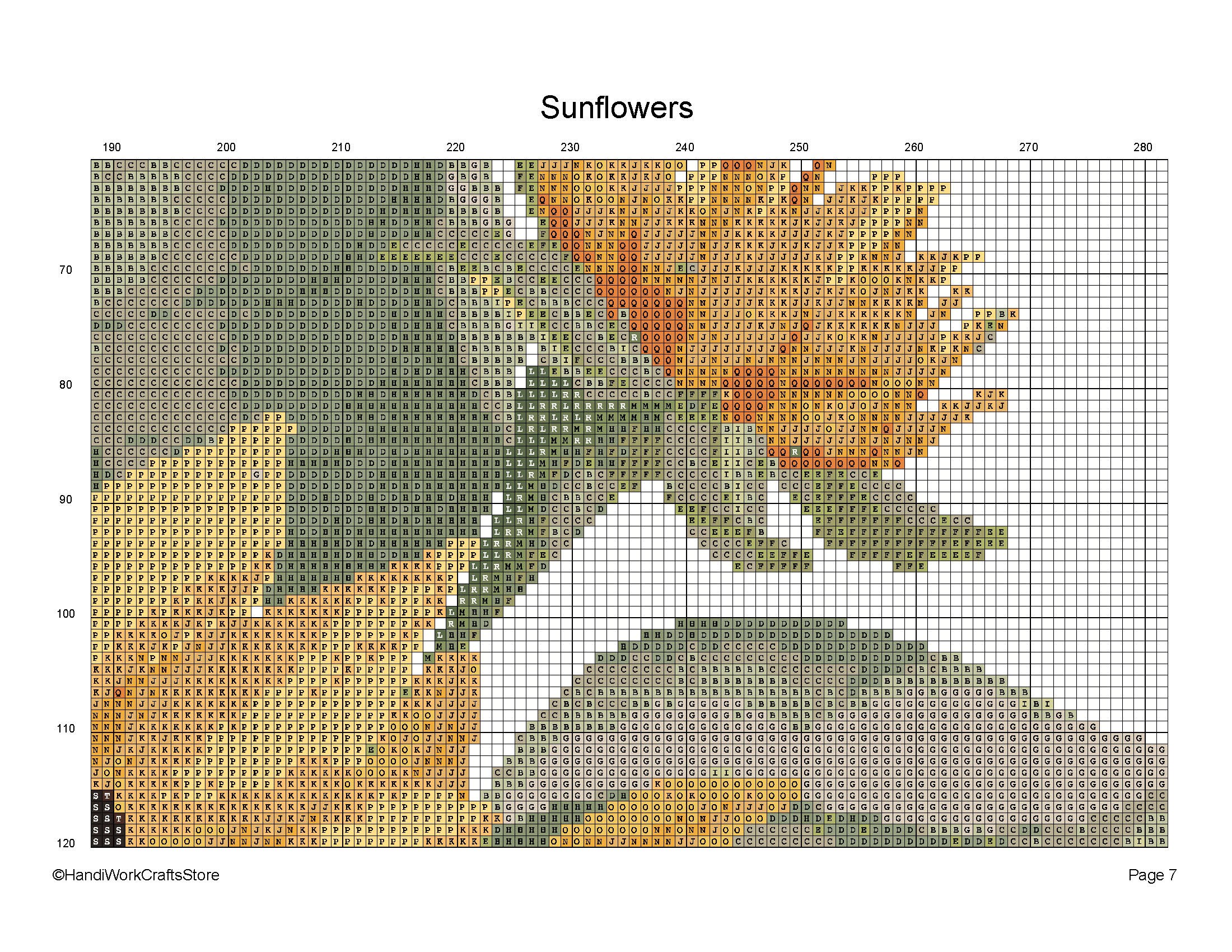 Sunflowers PDF Cross-stitch Pattern, Digital Cross-stitch, PDF Cross ...