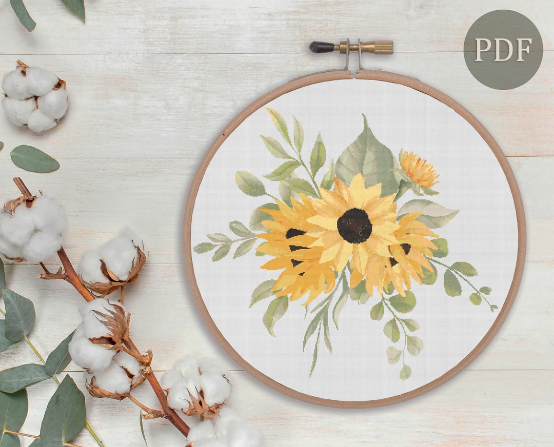 Sunflowers PDF Cross-stitch Pattern, Digital Cross-stitch, PDF Cross ...