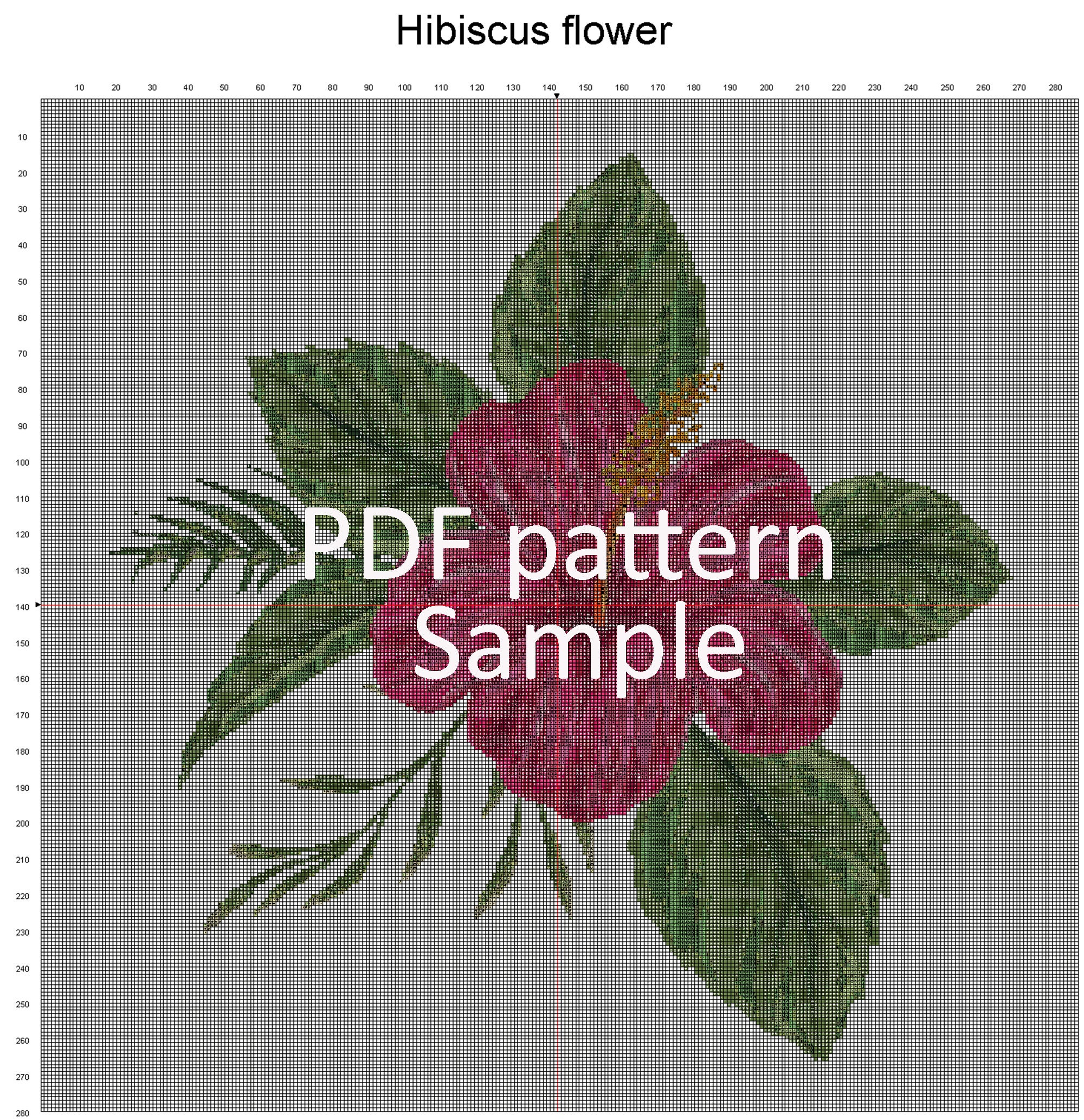 Hibiscus Flower PDF Cross-stitch Pattern - Etsy