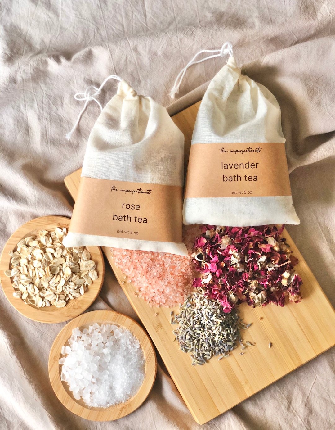 Organic Bath Tea: Vegan Essential Oils, Rose, Lavender, Peppermint - Etsy