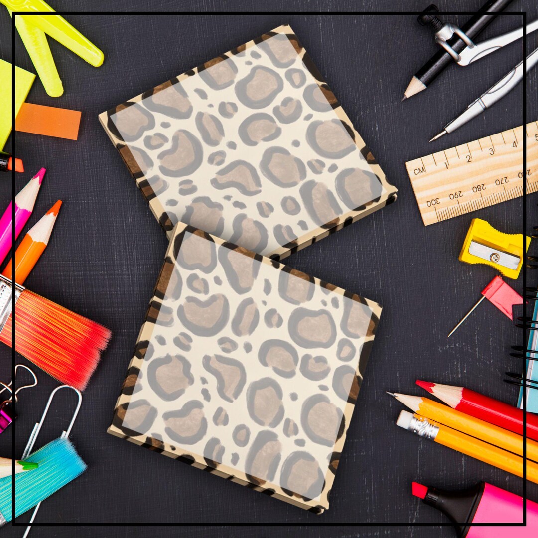 Brown Leopard Print Sticky Notes, Memo Sticky Note Pad, Post It Notes ...