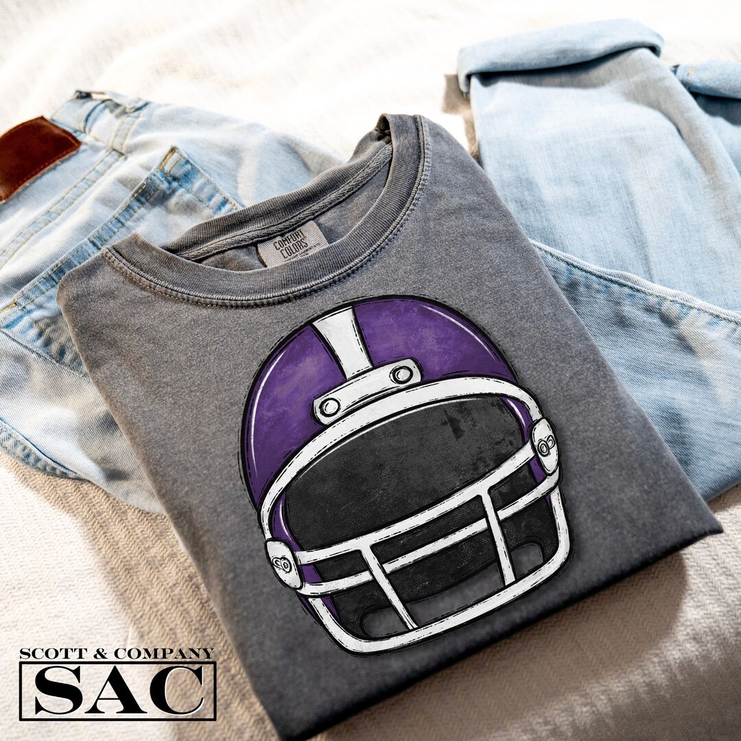 Purple Football Helmet Shirt,football Gameday Team Tshirt,football Mom ...