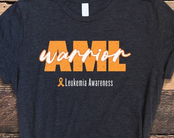 Acute Myeloid Leukemia Awareness Shirt,aml Leukemia Orange Ribbon Shirt ...