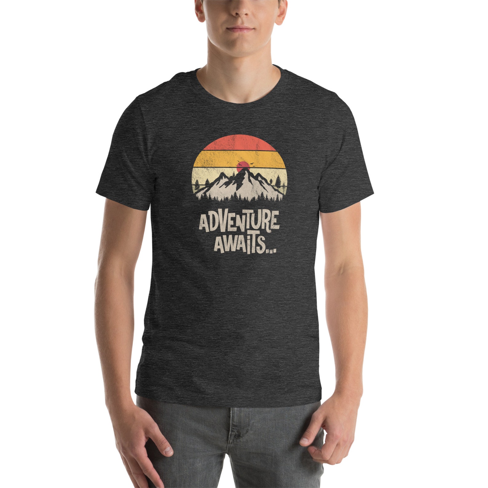 Adventure Awaits Shirt, Retro Nature Sunset Tee, Adventure T-shirt ...