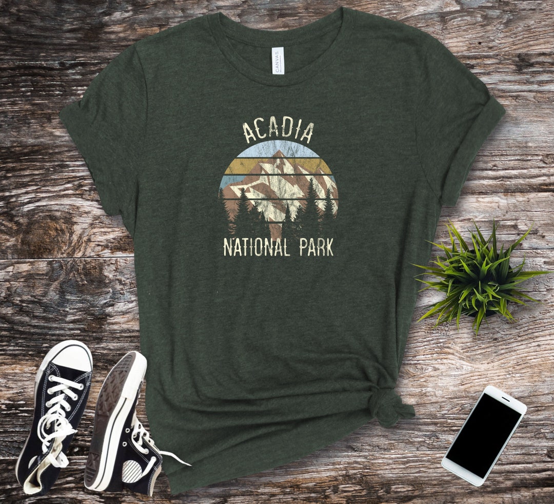 Acadia Shirt, Acadia Retro Sunset Shirt, Acadia Travel Shirt ...