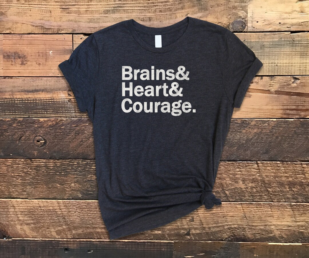 Brains Heart Courage Shirt: Distressed Oz Tee - Etsy