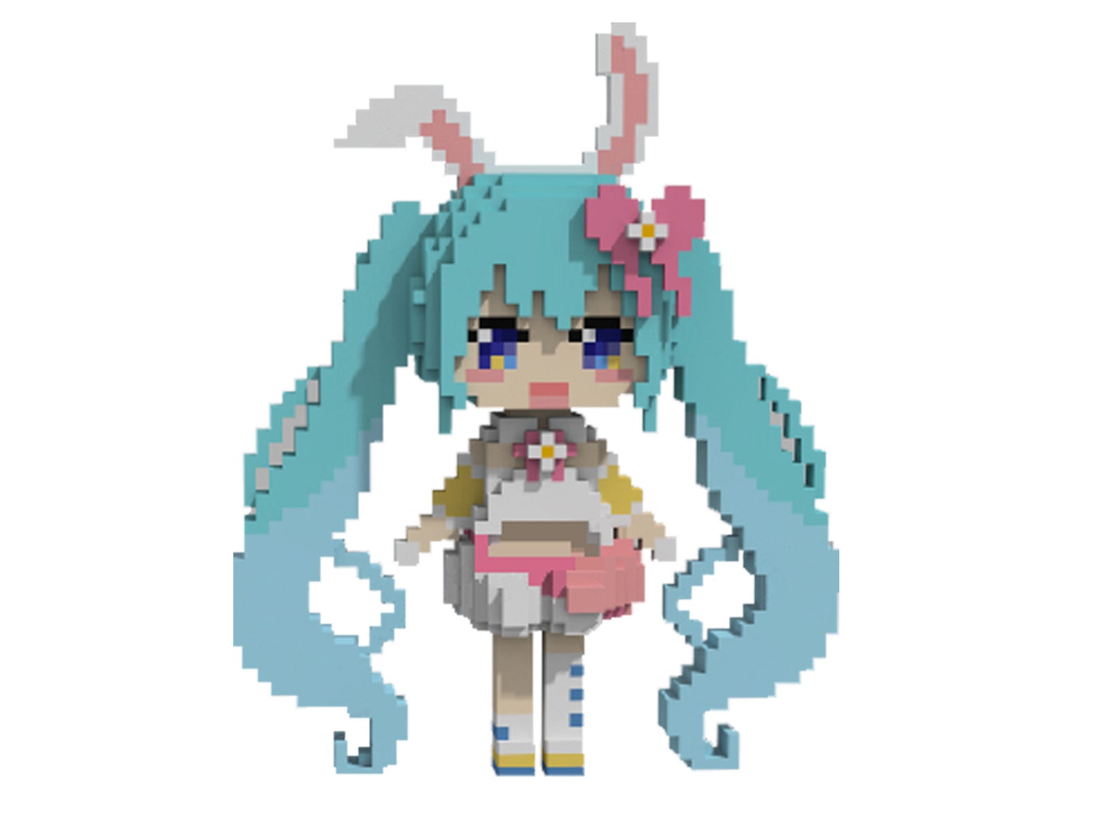 Instant Download 3D Bunny Hatsune Miku Perler Bead Pattern | Etsy