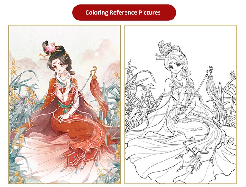 The Beauties of Tang Dynasty Chinese Coloring Book Da Tang | Etsy