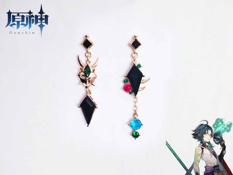 Genshin Impact Earrings Genshin Impact Gift Keqing Zhongli - Etsy