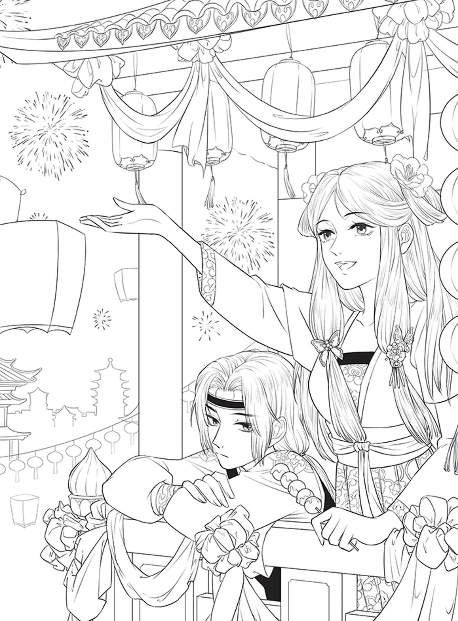 Chinese Ancient Style Sketches 1000 Cases 国风手绘线稿集1000例 | Etsy