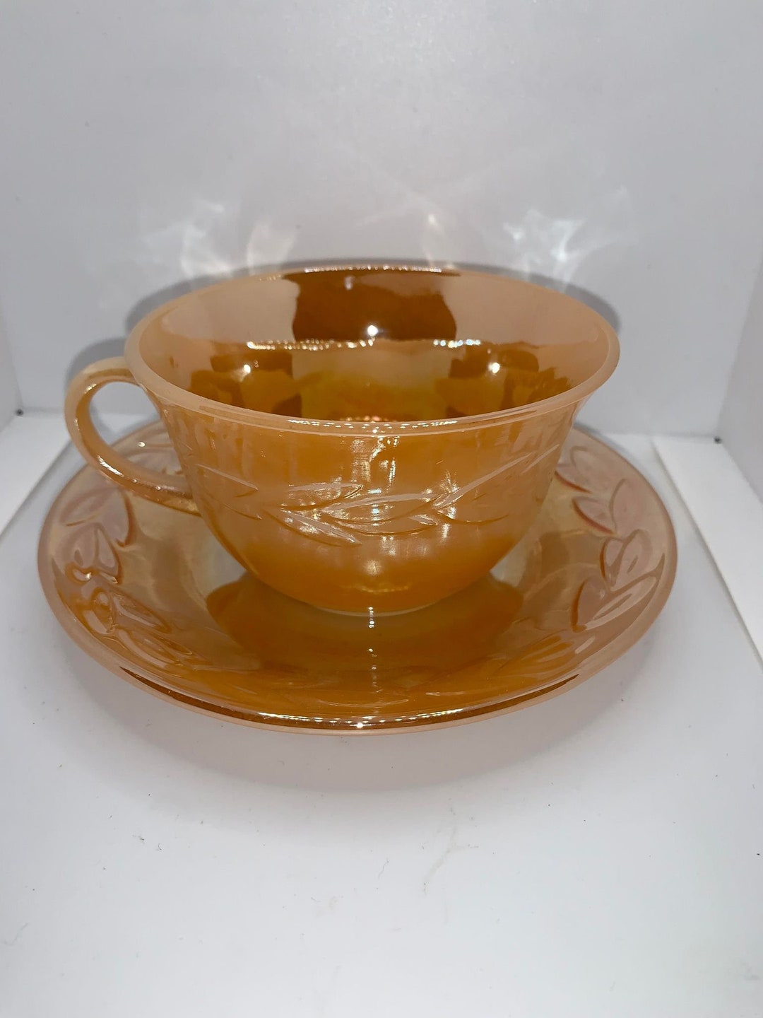 Fire King Tea Set - Peach - Etsy