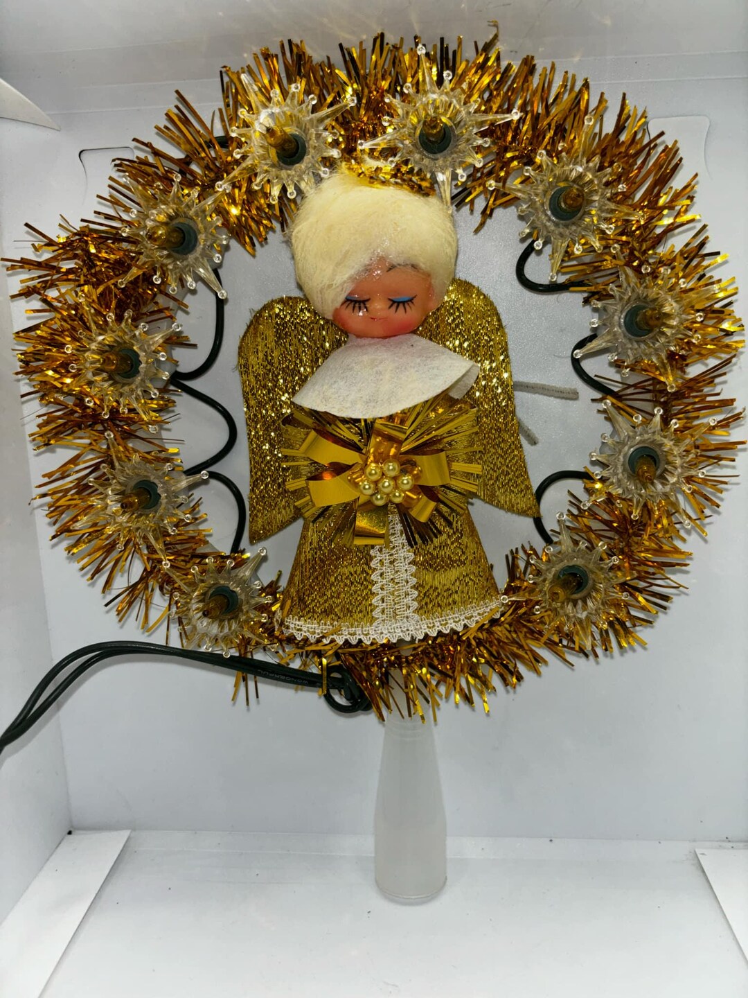 Vintage Angel Tree Topper - Yellow/gold Lights Work - Etsy