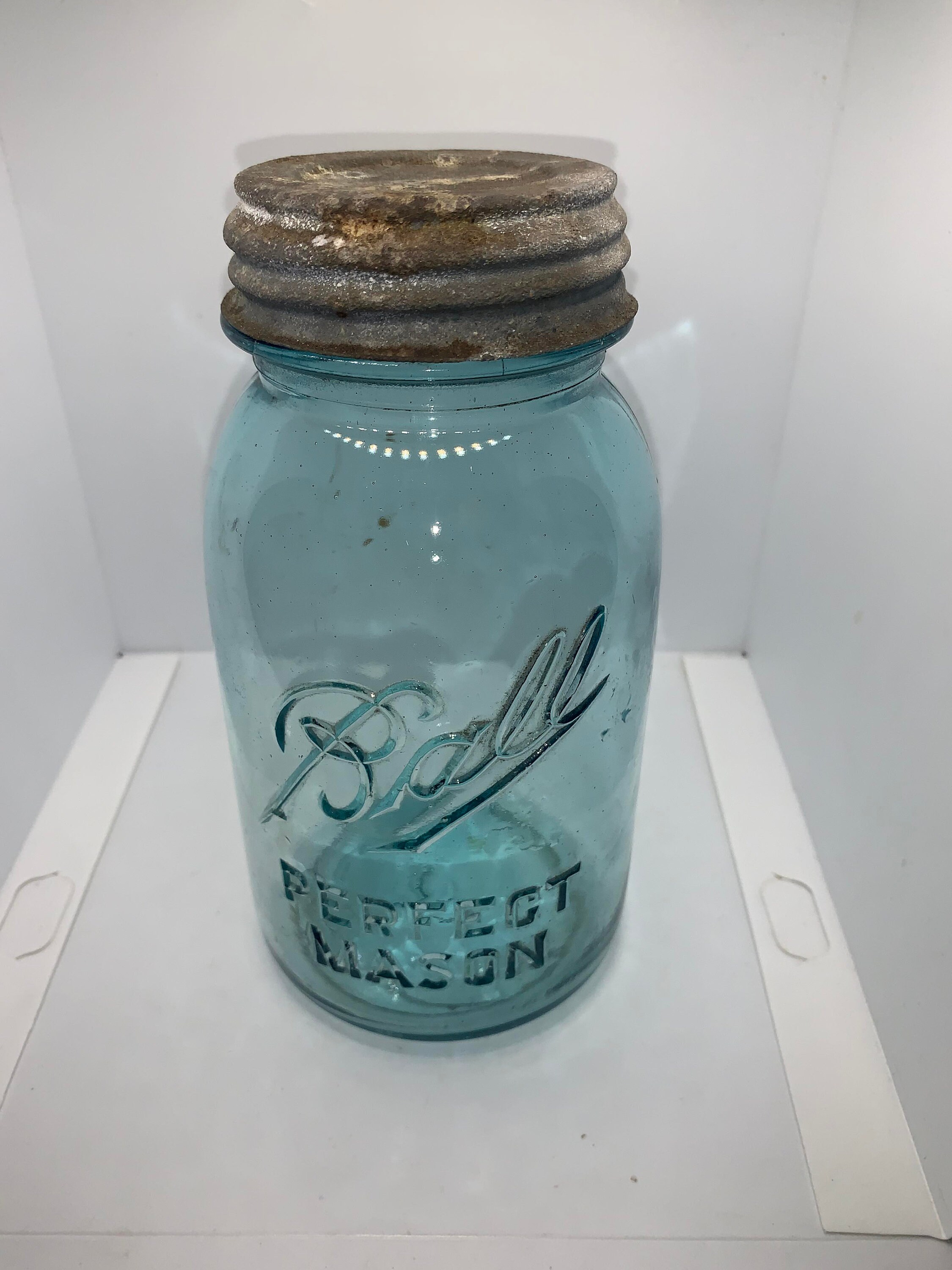 Antique Blue Tint Glass Mason Jar - BALL Perfect Mason - Etsy