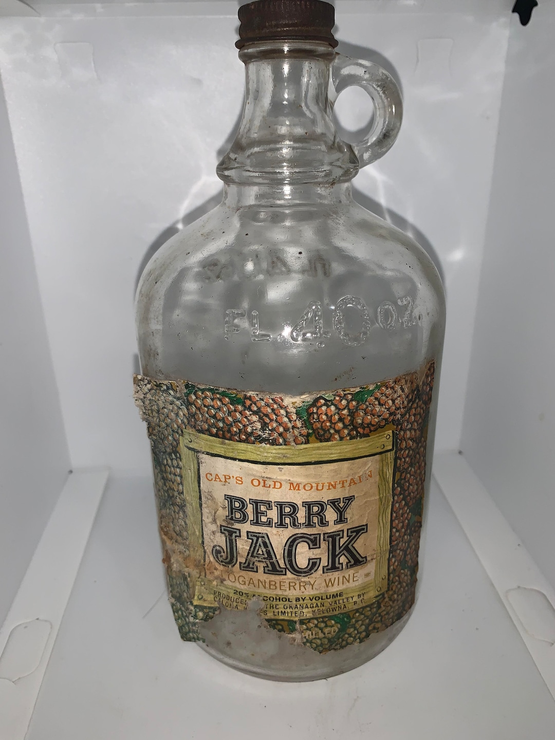 Vintage Wine Bottle - Cap's Old Mountain Berry Jack Wine - 40oz - Etsy