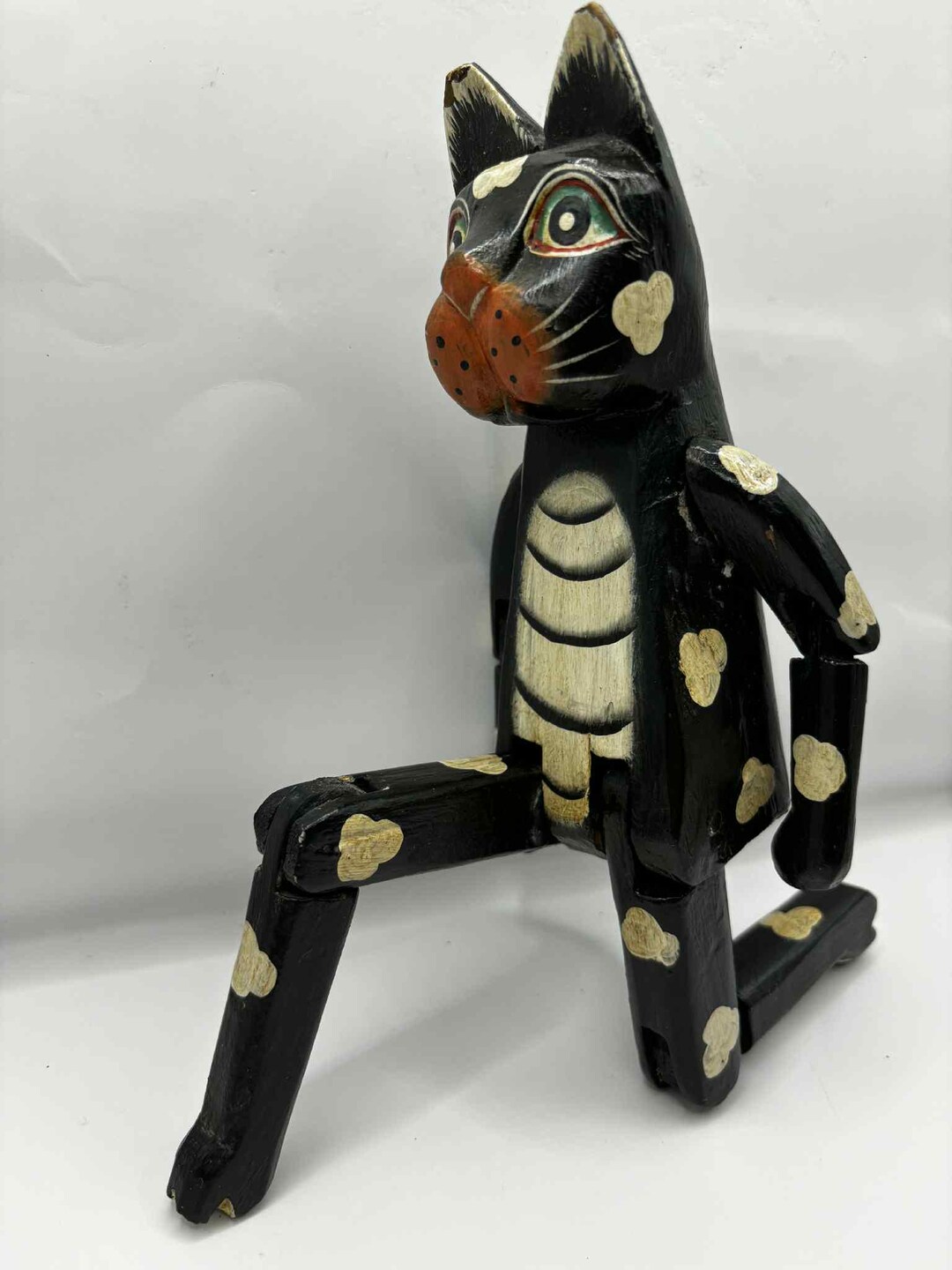 Decorative Wood Cat With Joints- Folk Art - 11in Tall - Etsy