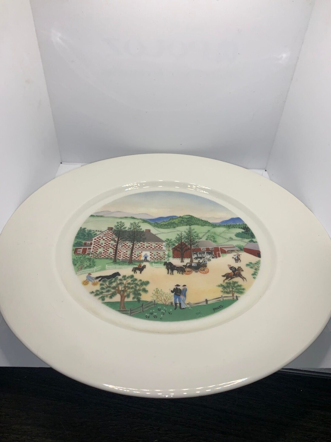 Grandma Moses - Collectable Plate - Red Checkered House - Etsy
