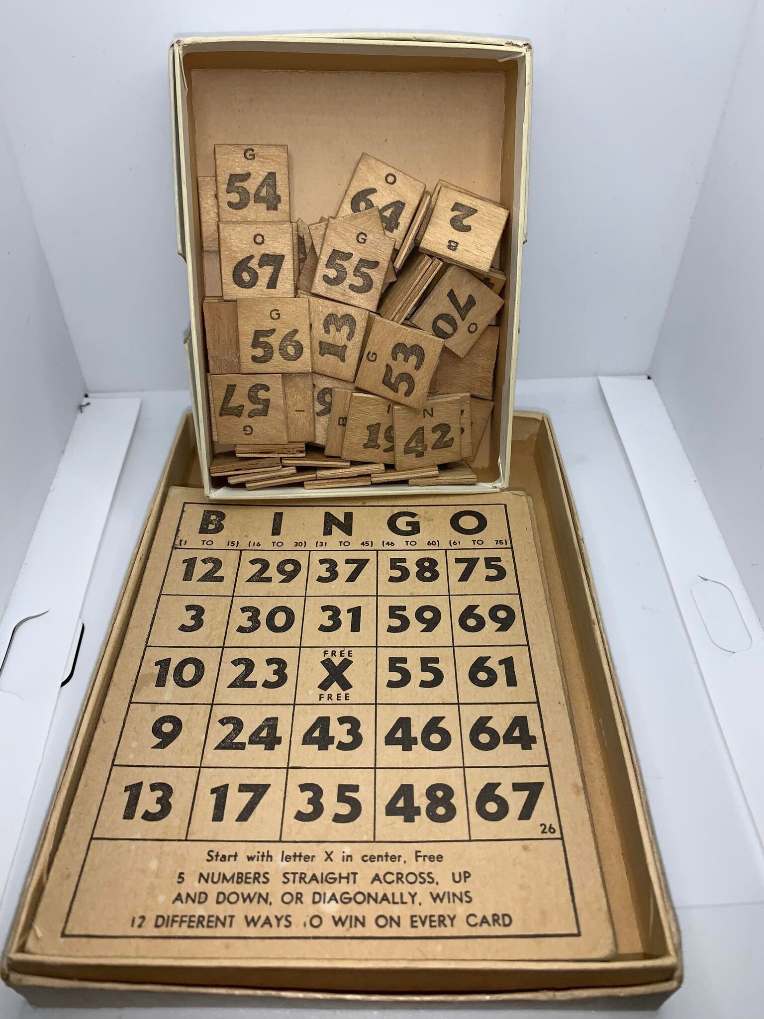 Antique Bingo Set Cards and Calling Chips - Etsy