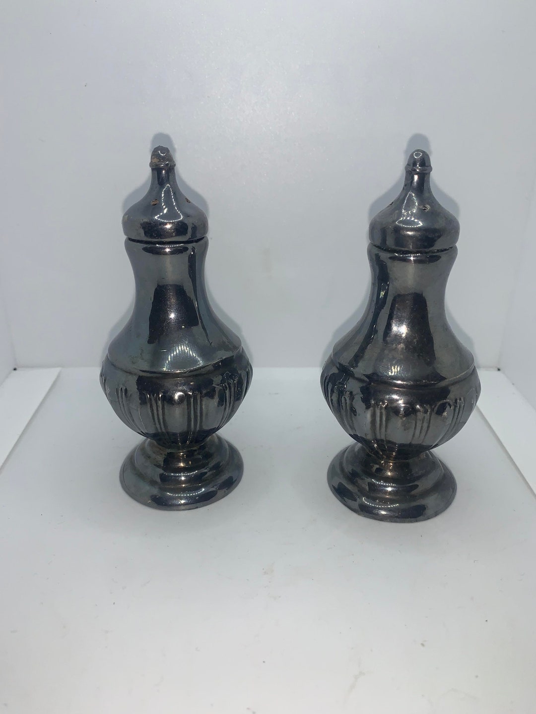 Vintage Silver Plated Lead Salt and Pepper Shakers - Etsy