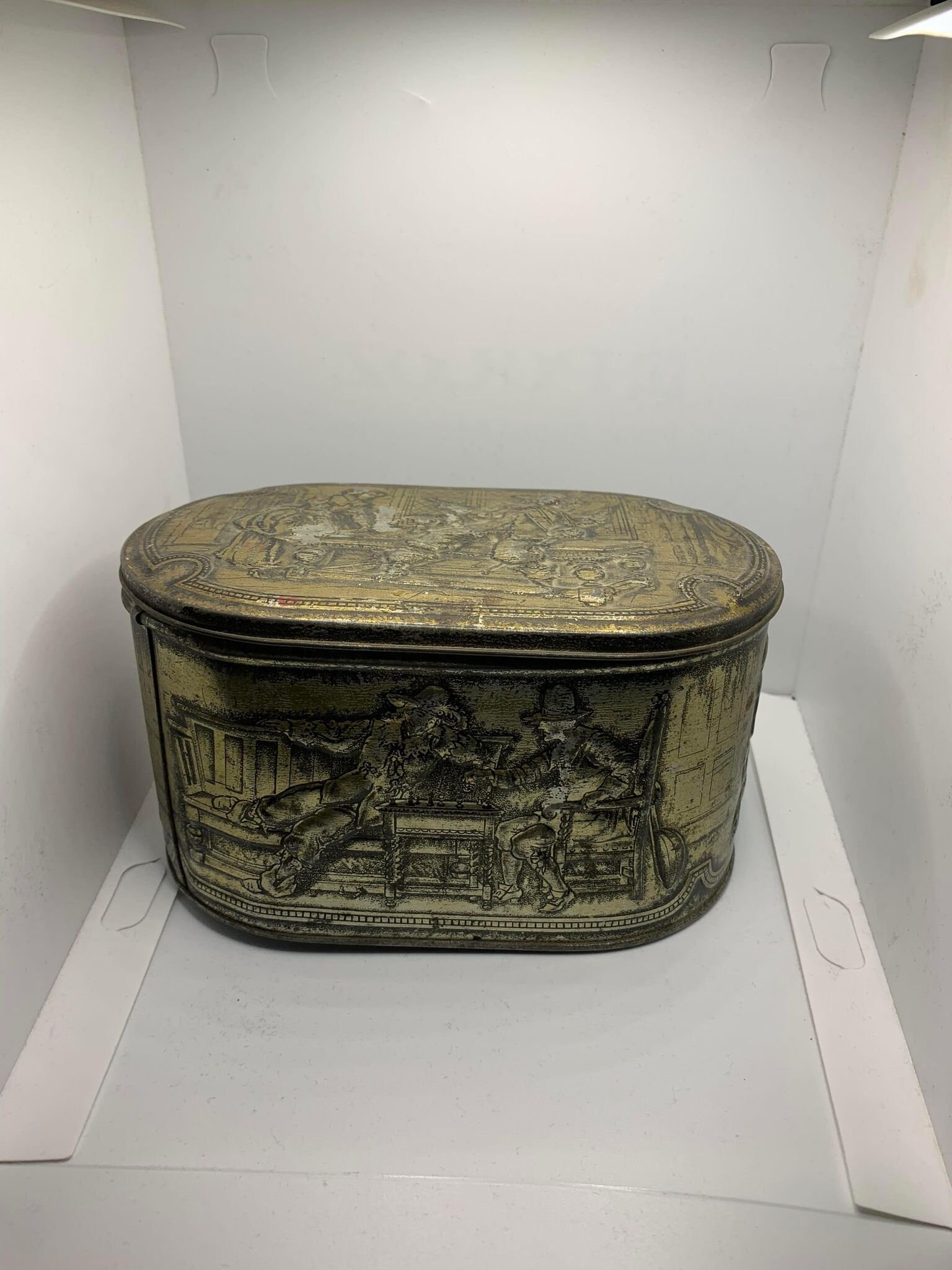 Medieval Scene Oval Tin Collectable Storage & Organization Home ...