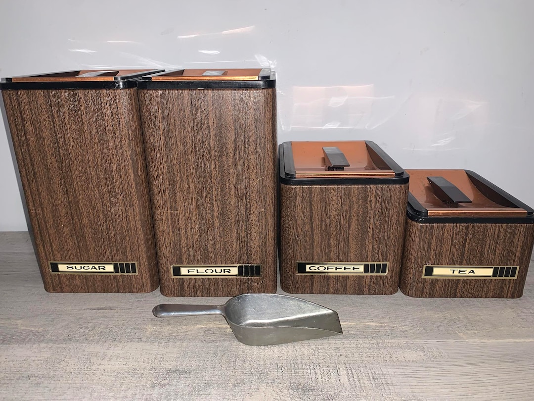 Vintage Kitchen Canisters - Kromex, Sugar, Flour, Coffee, Tea - Etsy