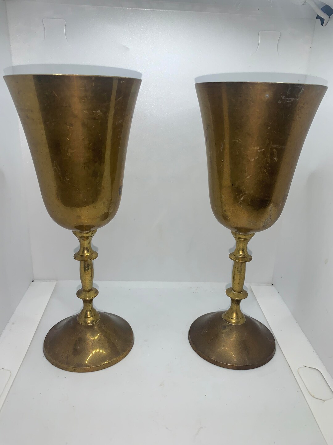 Pair of Brass Goblets Chalice 7in Tall - Etsy