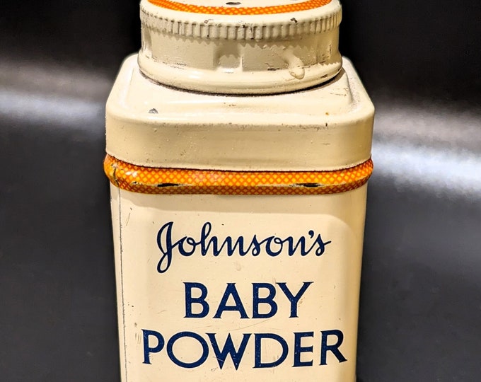 Vintage 1950s Johnson's Baby Powder Metal Tin RARE 3/4 Full Made in ...