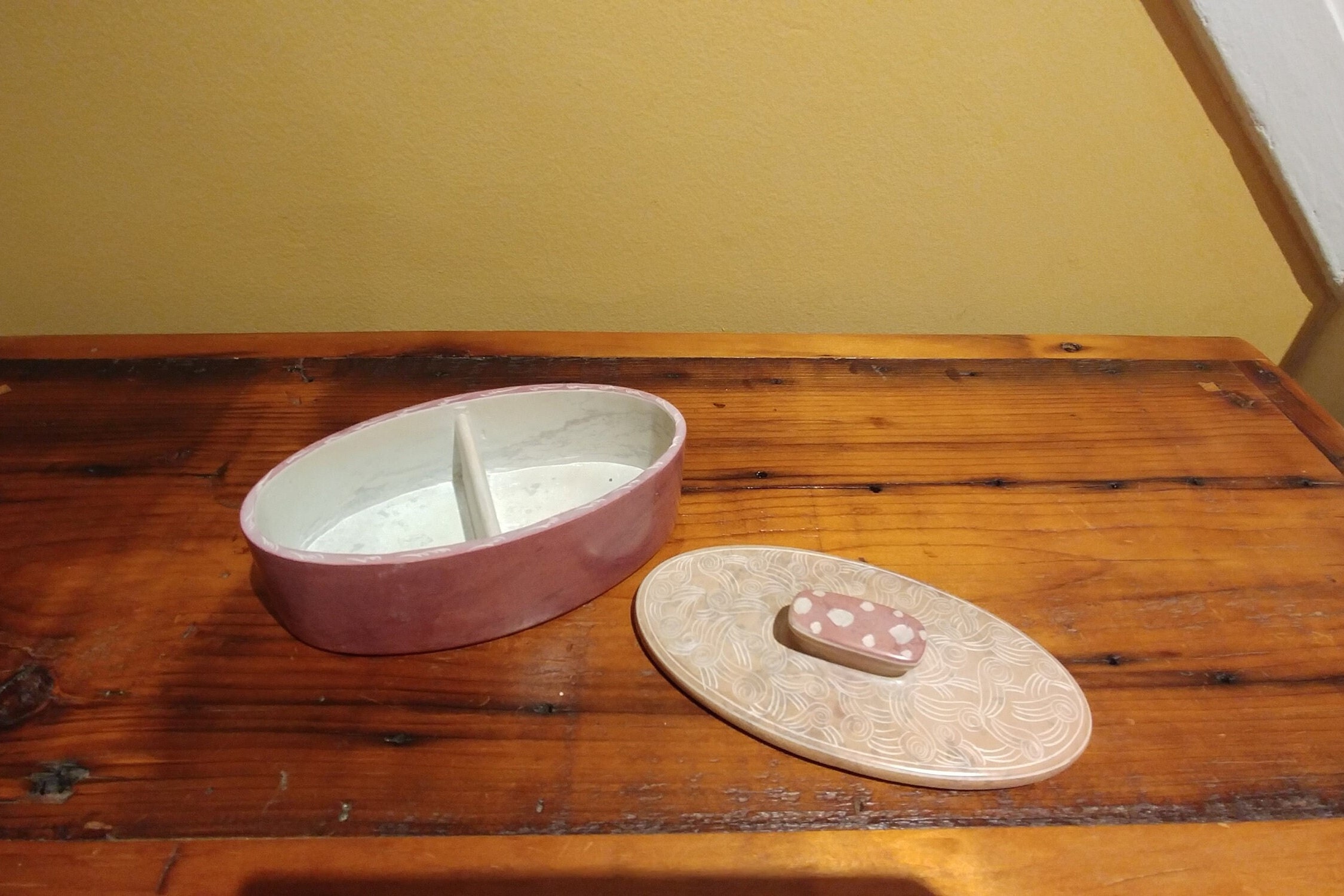 Beautiful Vintage Carved Kisii Soapstone Pink Lidded Trinket - Etsy