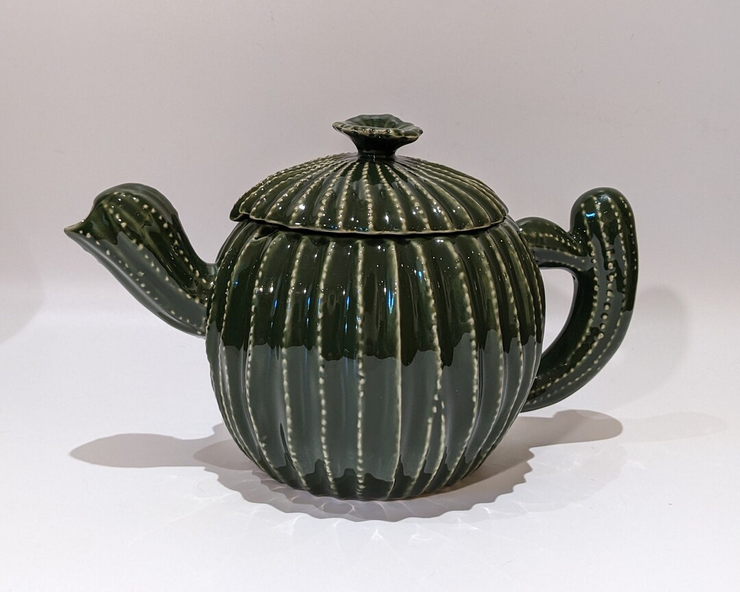 Adorable Ceramic Dark Green Cactus Teapot 4-6 Cup Capacity Cactus Cacti ...