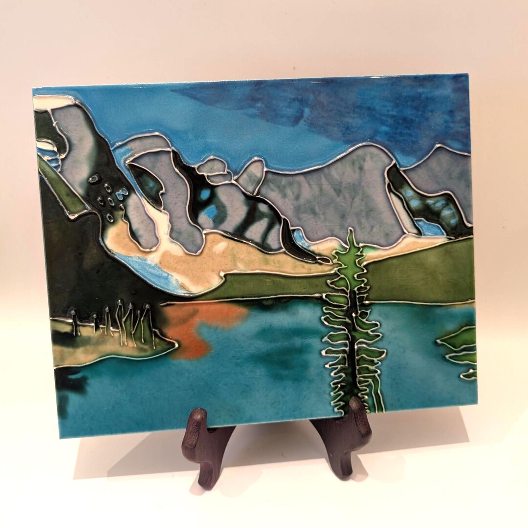 Vintage Canadian Ceramic Tile Art – Mountain Lake Landscape Wall Decor ...