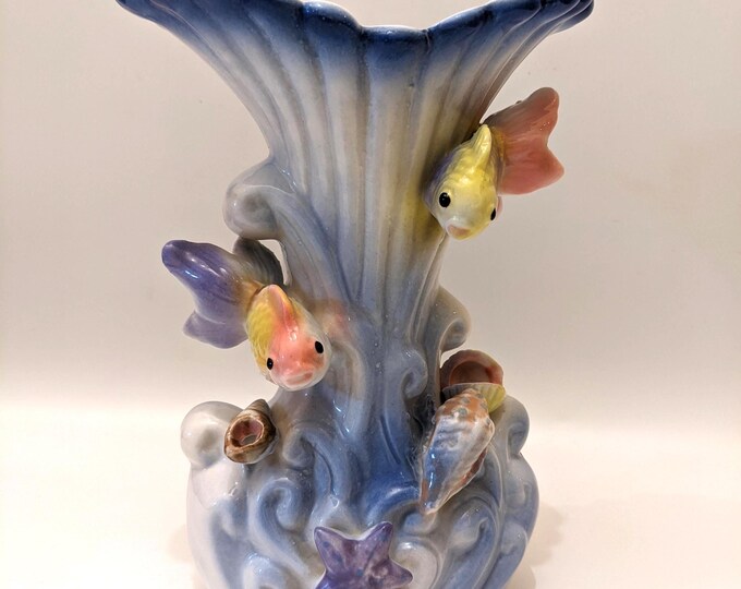 Vintage Mid Century Modern Multi-color Ceramic Fish Vase - Pastels Fish ...