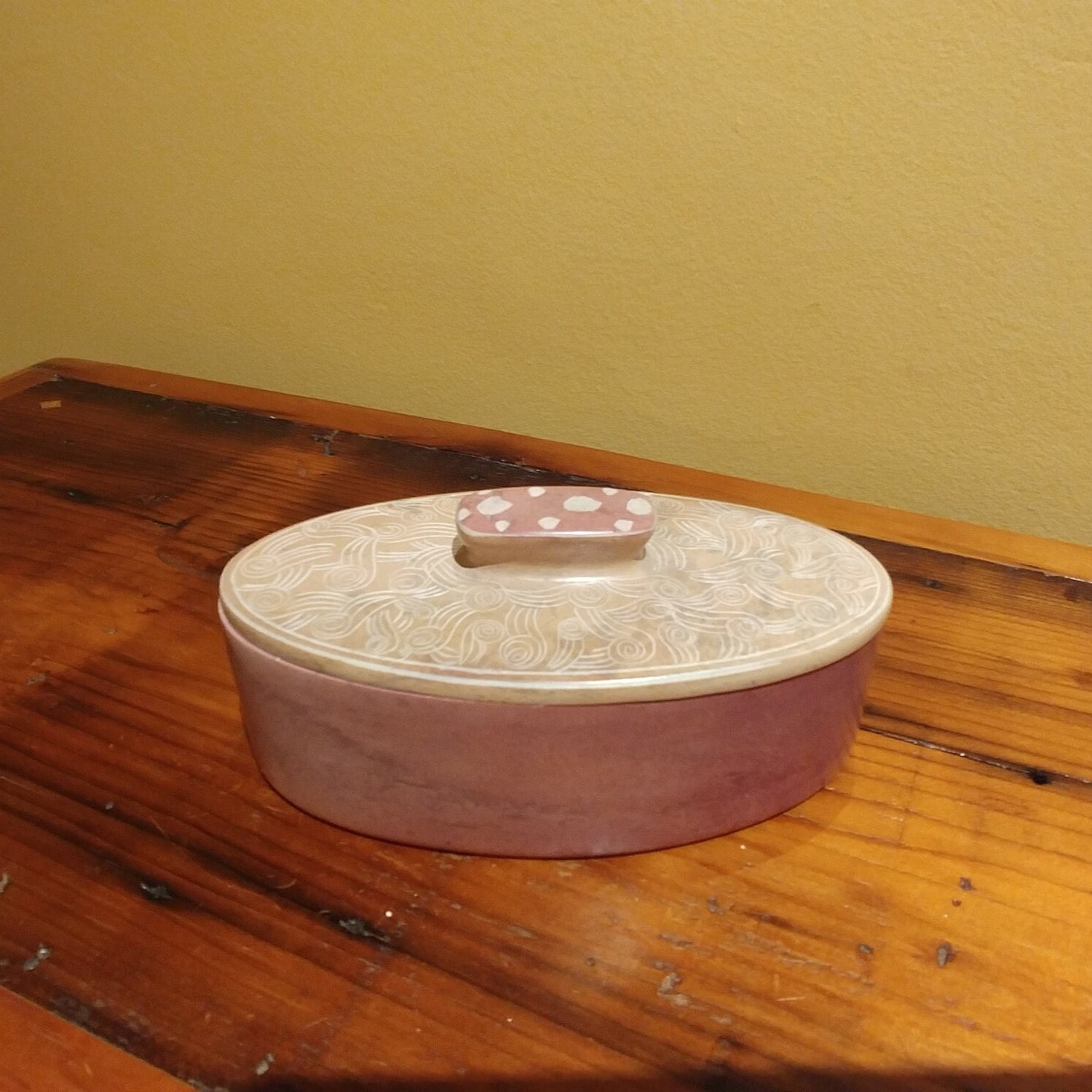 Beautiful Vintage Carved Kisii Soapstone Pink Lidded Trinket - Etsy