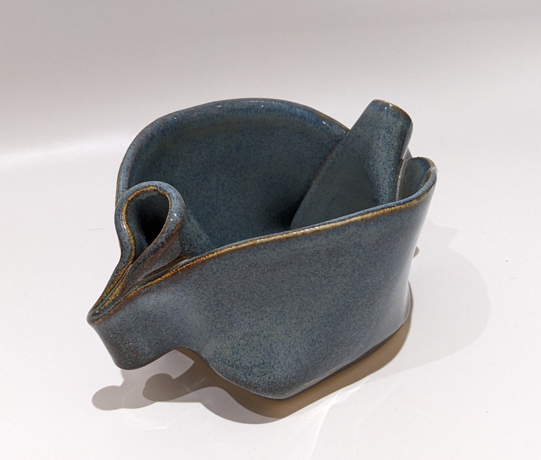 Vintage Hilborn Studio Art Pottery Handmade Blue Folded Pinch Pot Small ...