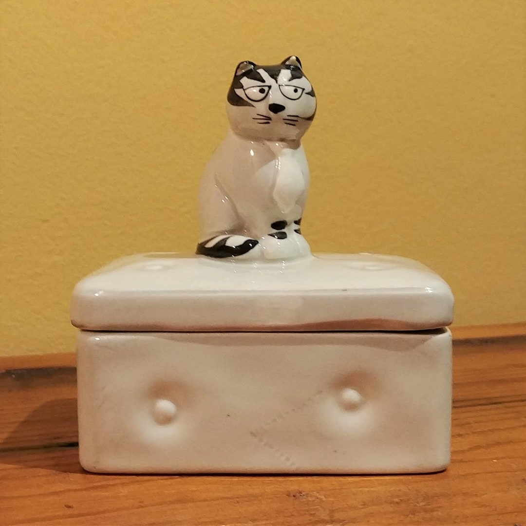 Vintage TCM Takahashi Tom Cat Figurine Trinket Jewelry Box - Hand ...