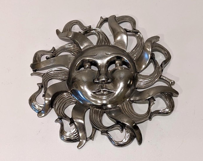 Vintage Seagull Pewter Sun Face Wall Plaque – Etain Zinn Celestial ...