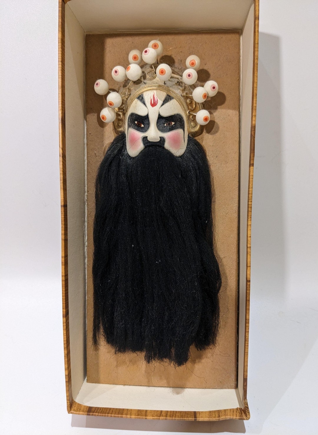 Vintage Chinese Huishan Wuxi Clay Opera Facial Decorative Mask Long ...