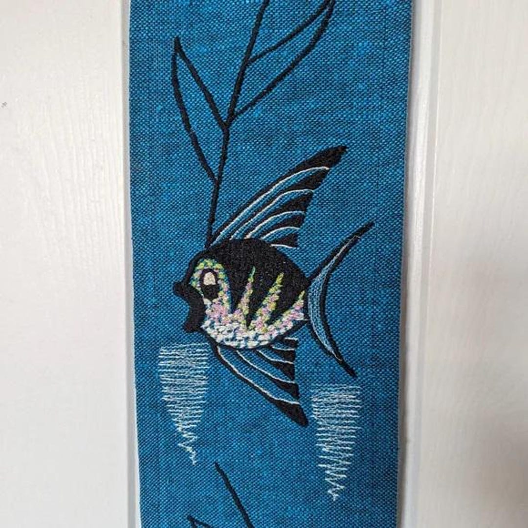 Gorgeous Vintage 60s 70s Atelier Hele Patjas Embroidered Blue Fish ...