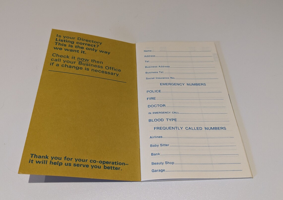 Vintage 1970s 1980s Bell Canada Personal Directory Look Book - Etsy