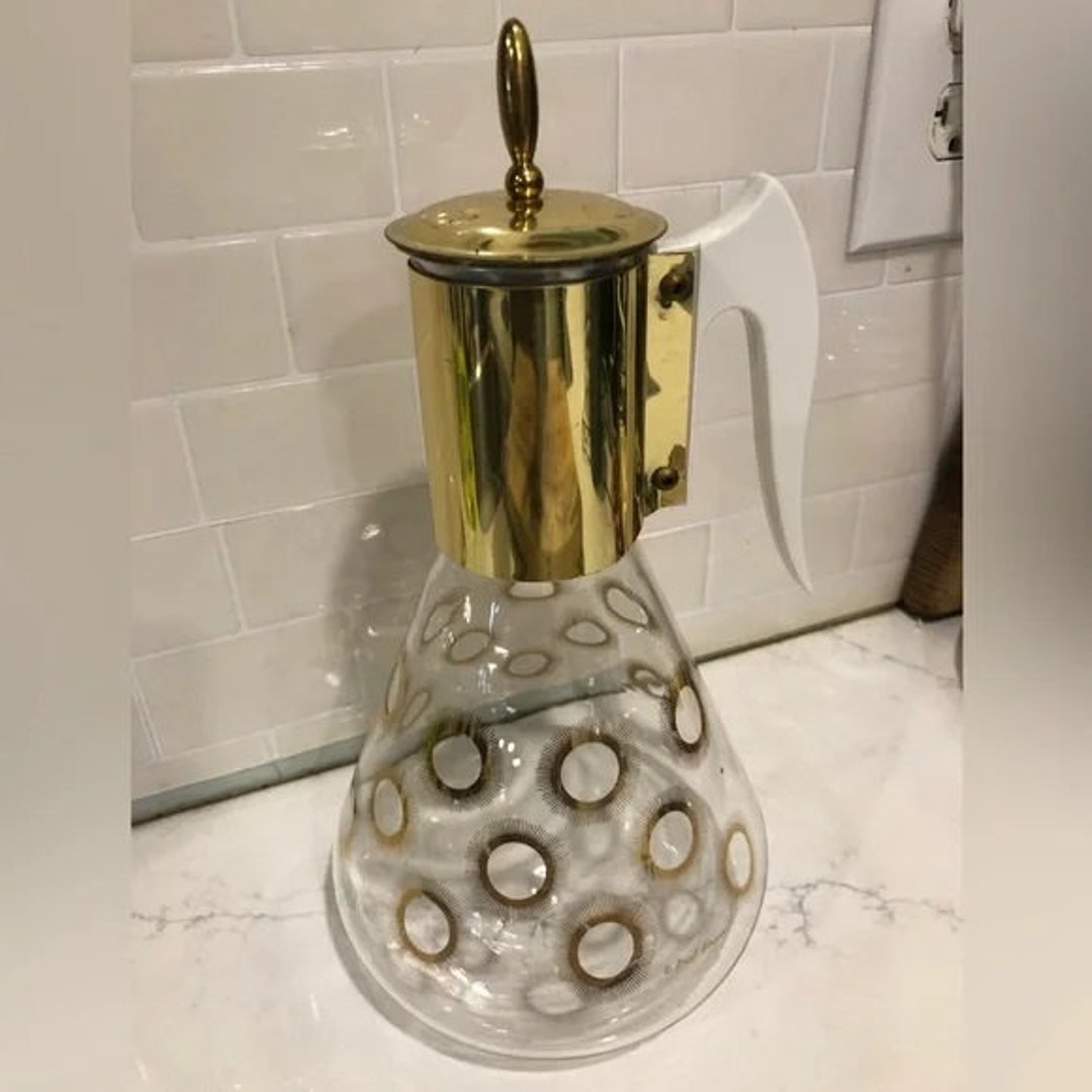 Vintage MCM Midcentury Corning Fred Press Glass Carafe - 50s 60s Atomic ...