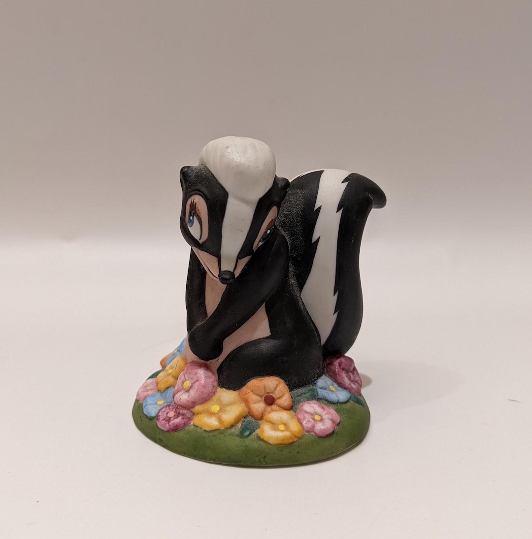 Adorable 80s 90s Disney flower Skunk Bisque Figurine From Bambi Movie ...