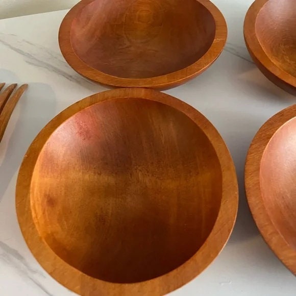 Gorgeous Mid Century Modern Baribocraft 7 Piece Wood Maple Salad Bowl ...