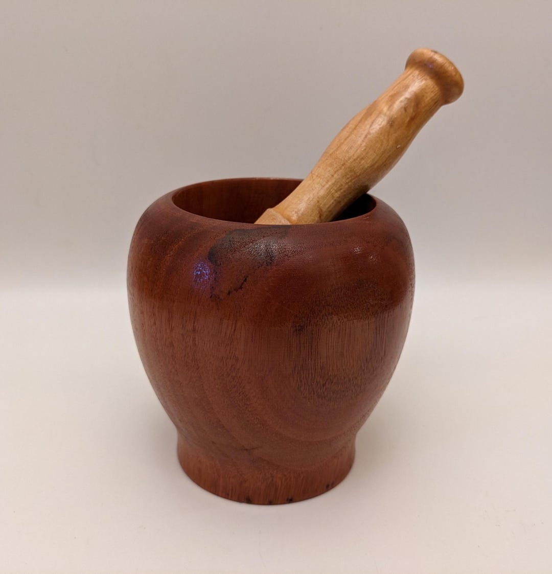 Vintage Wood Mortar & Pestle Spice Herb Grinder Crusher - Kitchen ...