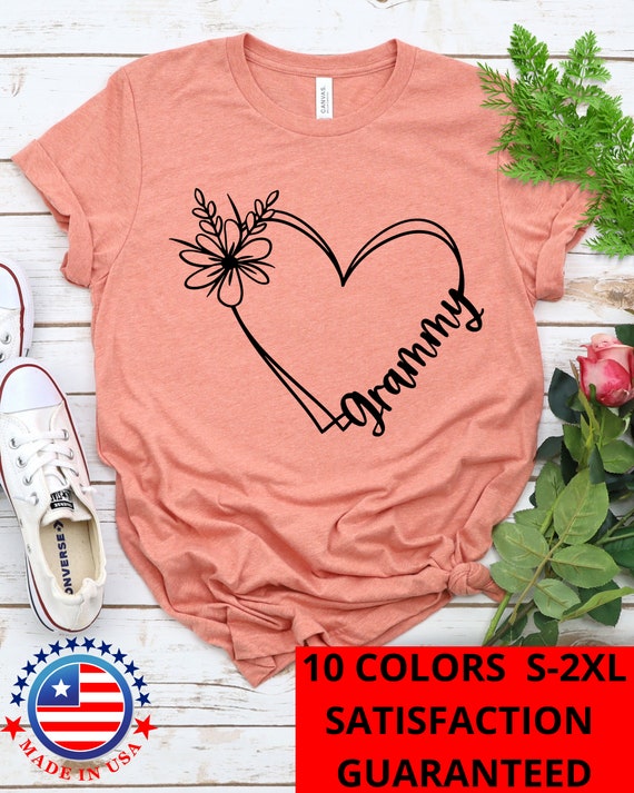 Black Graphic Grammy Heart Flower Heart Love Shirt Mothers | Etsy