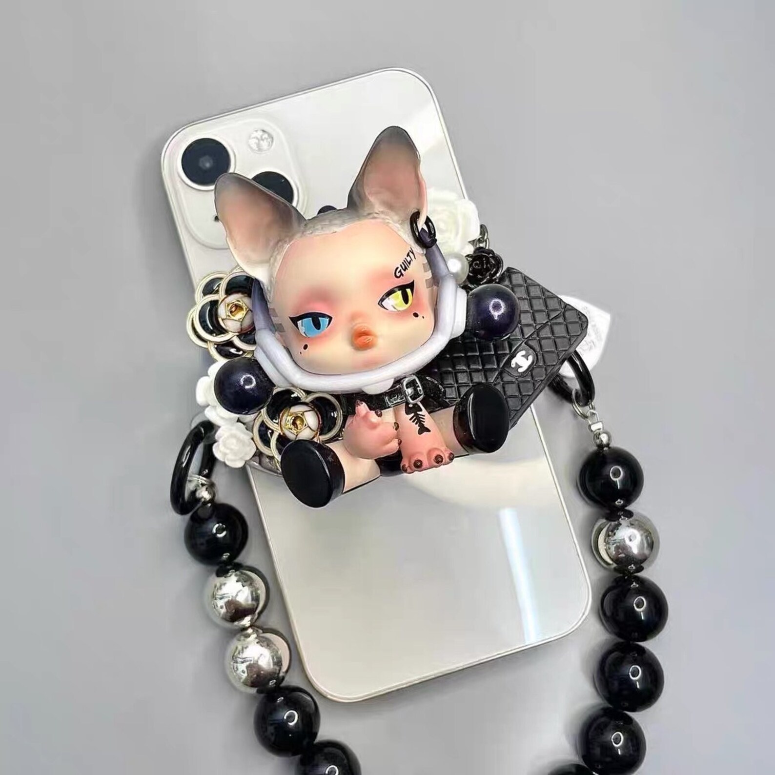 Custom Skullpanda Toy Phone Clip Clamp With Beads Strap - Etsy