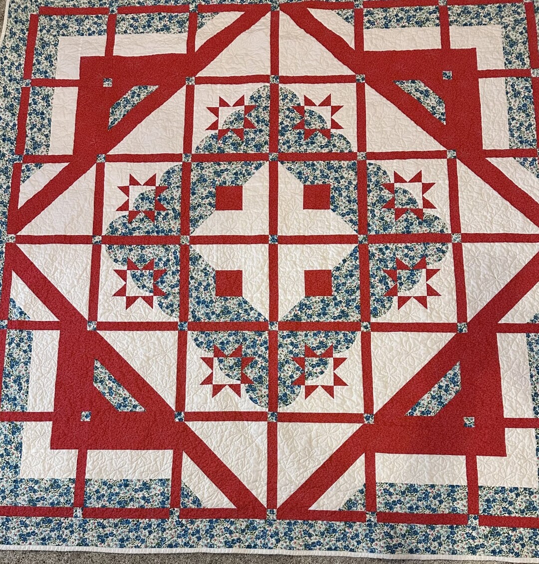 Colorful Trellis Quilt 65 X65 Handmade 100% Cotton Pieced Quilt Will ...